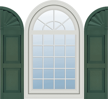 Images: Mid-America 14 3/4" Fanfold Shutter Quarter Round Arch Top
